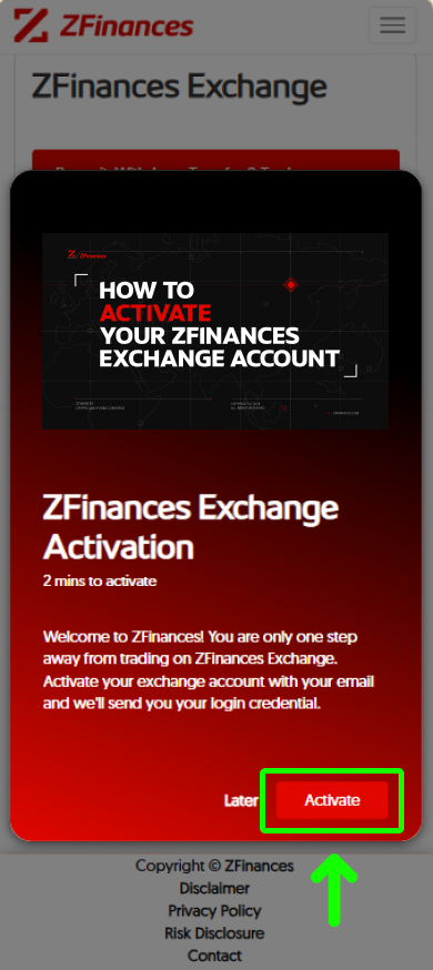 How To Activate Your ZFinances Exchange Account