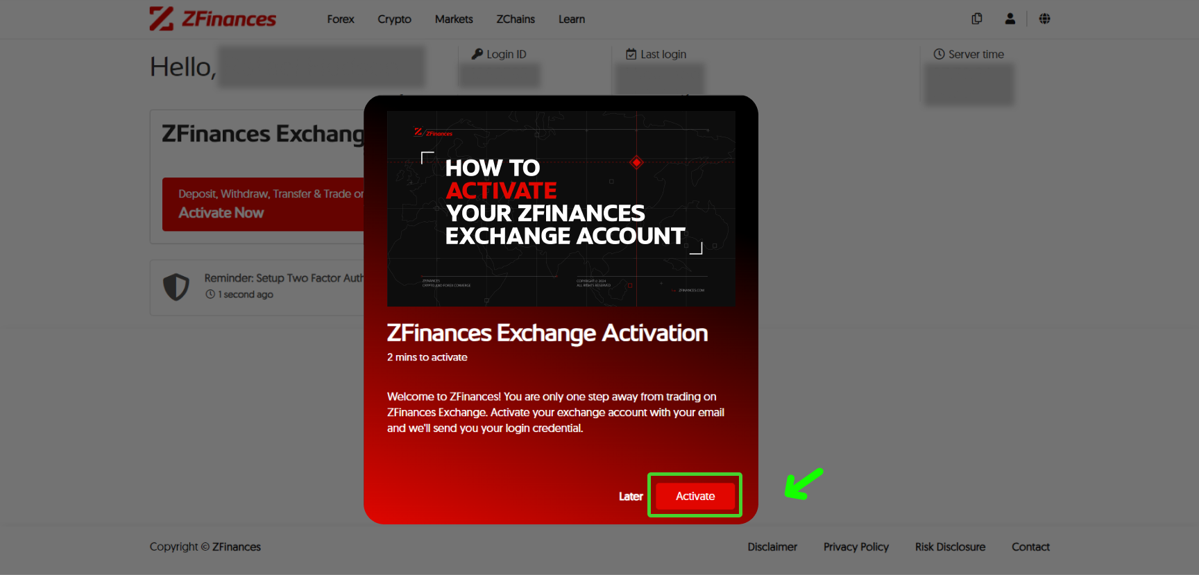 How To Activate Your ZFinances Exchange Account